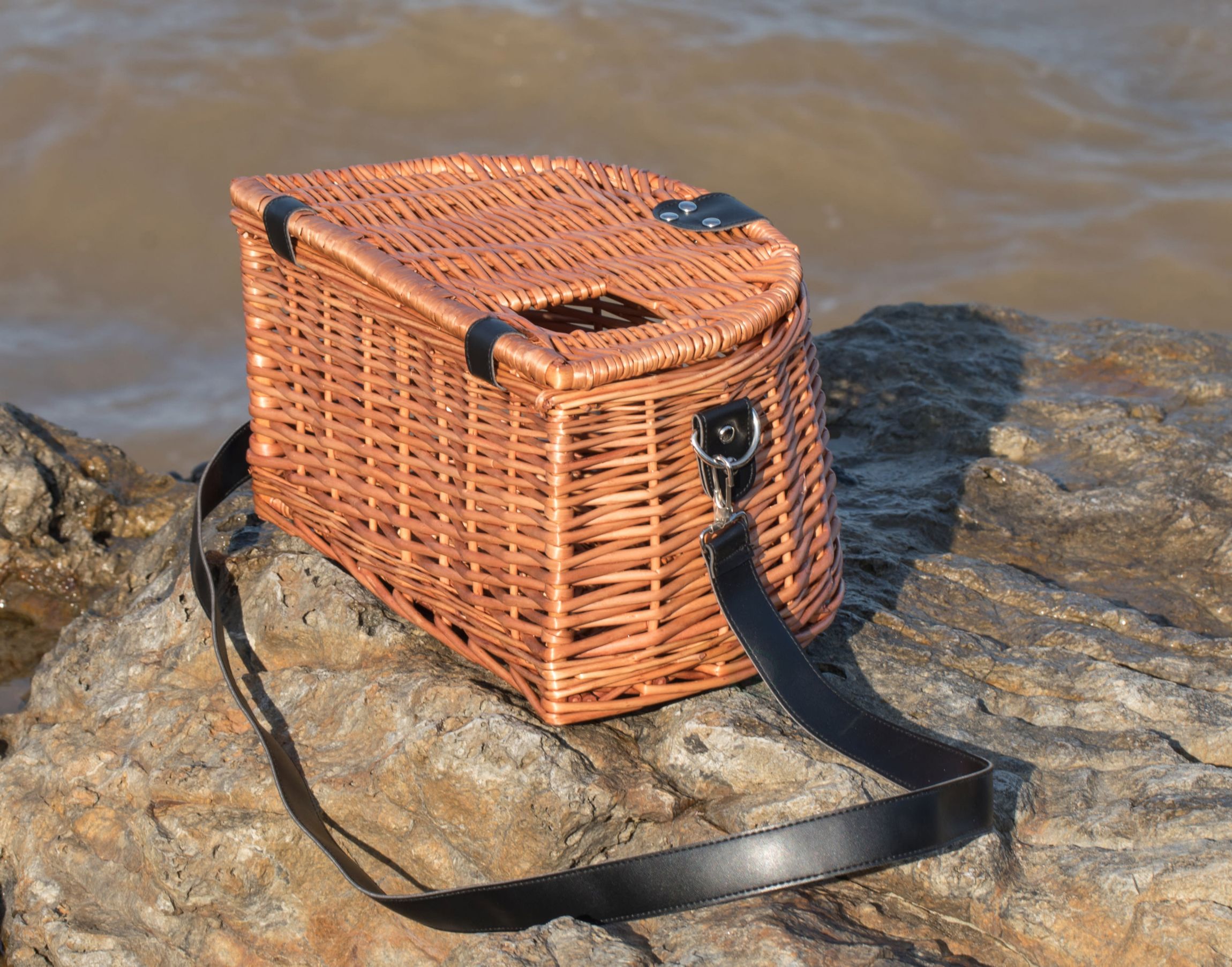 Wickerwise Wicker Fishing Creel with Faux Leather Shoulder Strap | Belk
