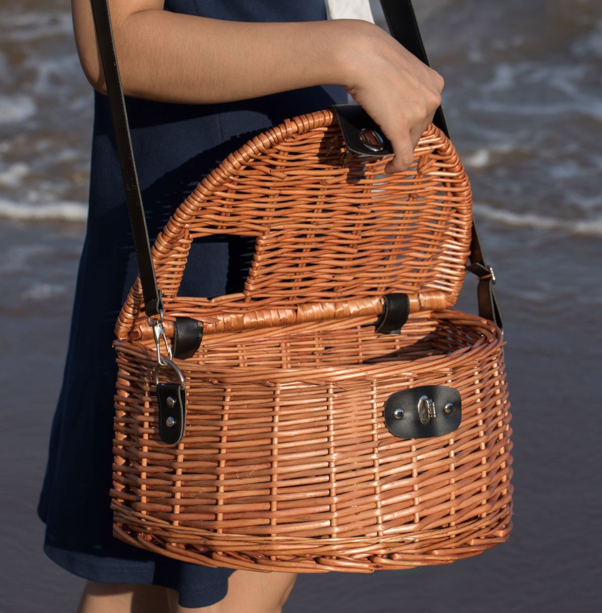 Wickerwise Wicker Fishing Creel with Faux Leather Shoulder Strap | Belk
