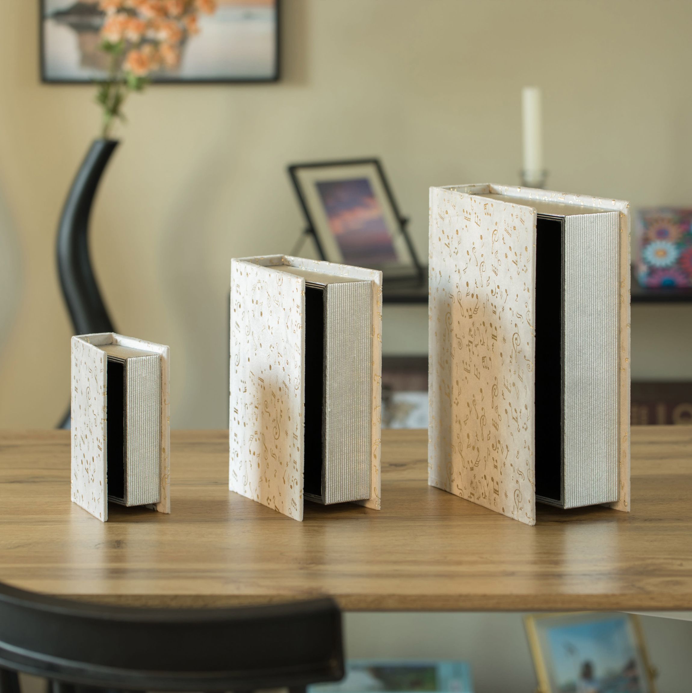 Vintiquewise White Set of 3 Velvet Vintage Storage Wooden Antique ...