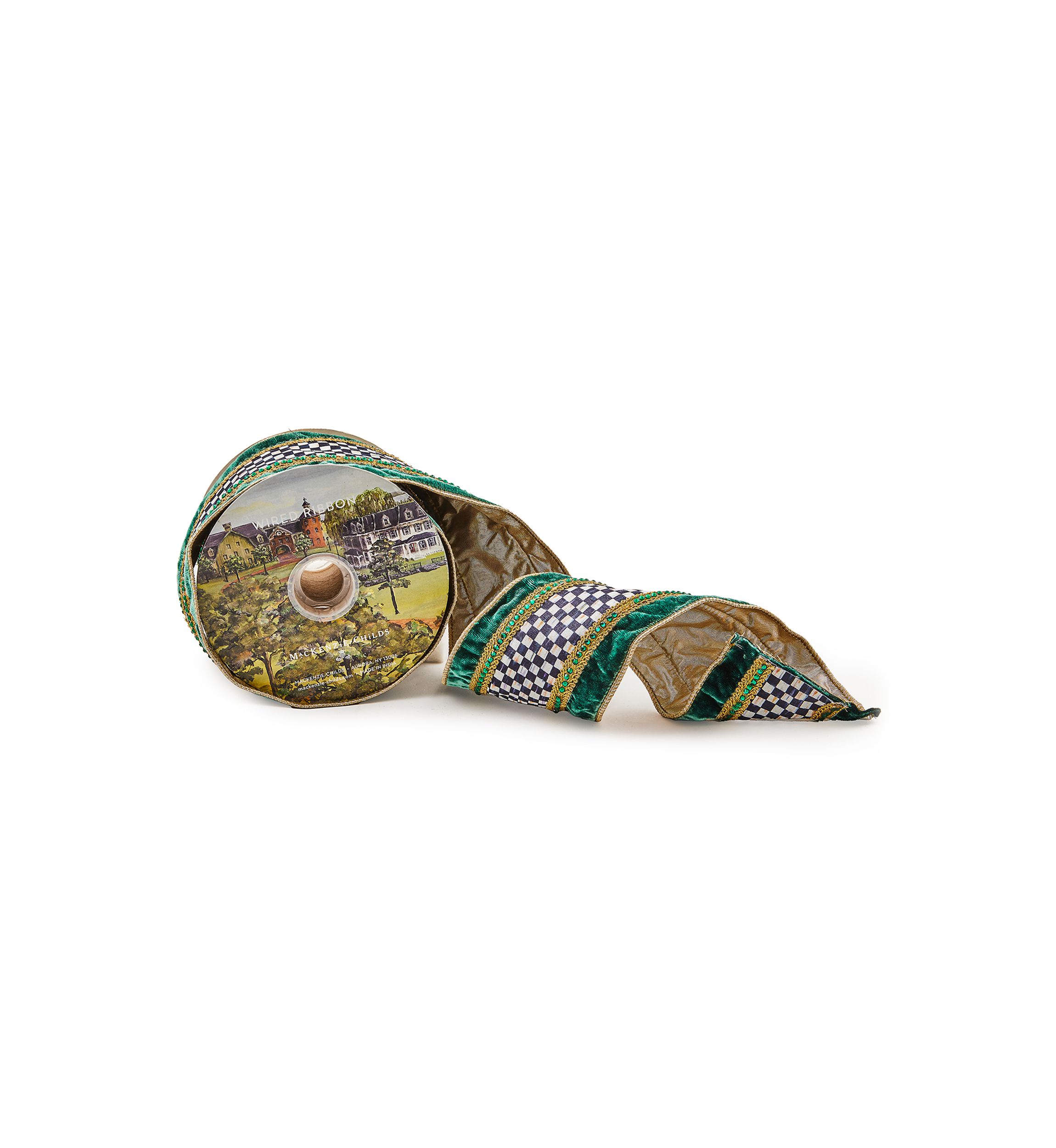 MacKenzie-Childs Courtly Check® Emerald Luxe Ribbon | Belk