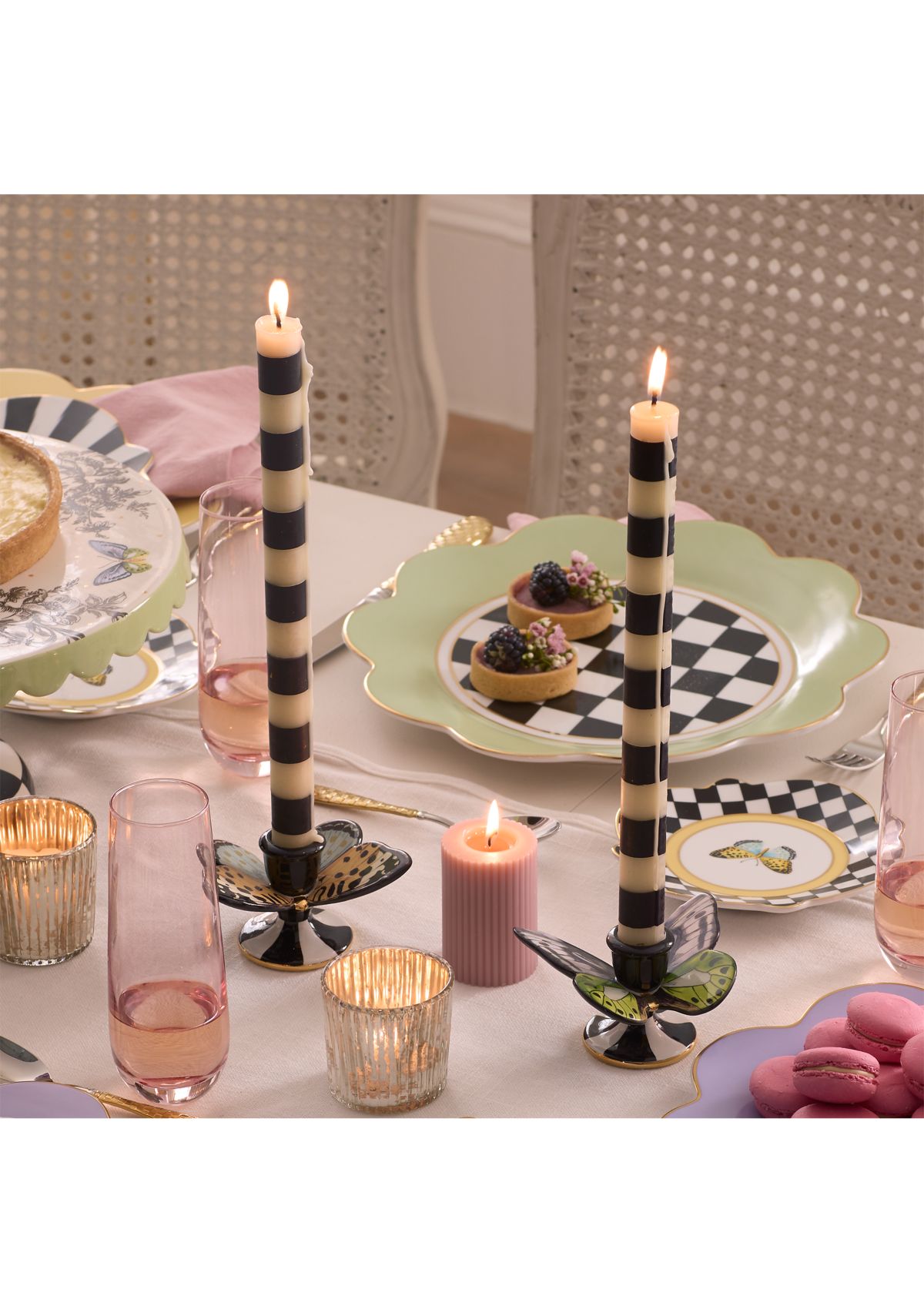MacKenzie-Childs Black Bands Dinner Candles | Belk