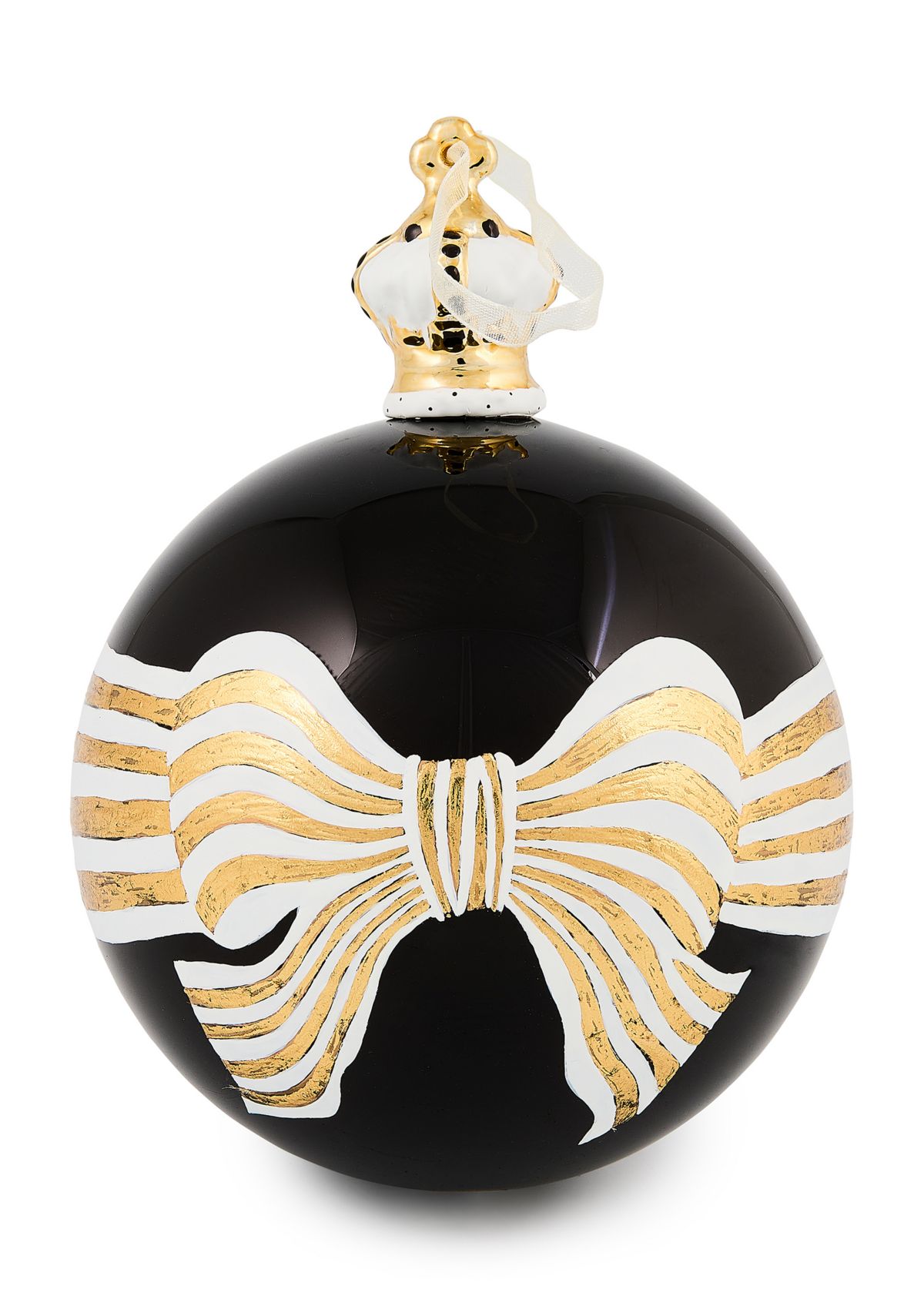 MacKenzie-Childs Courtly Noel Bow Glass Ball Ornament | Belk