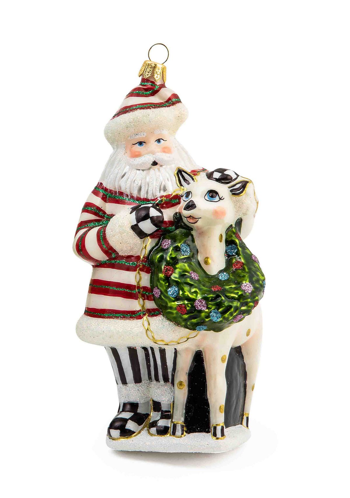 MacKenzie-Childs Granny Kitsch Santa and Friend Glass Ornament | Belk