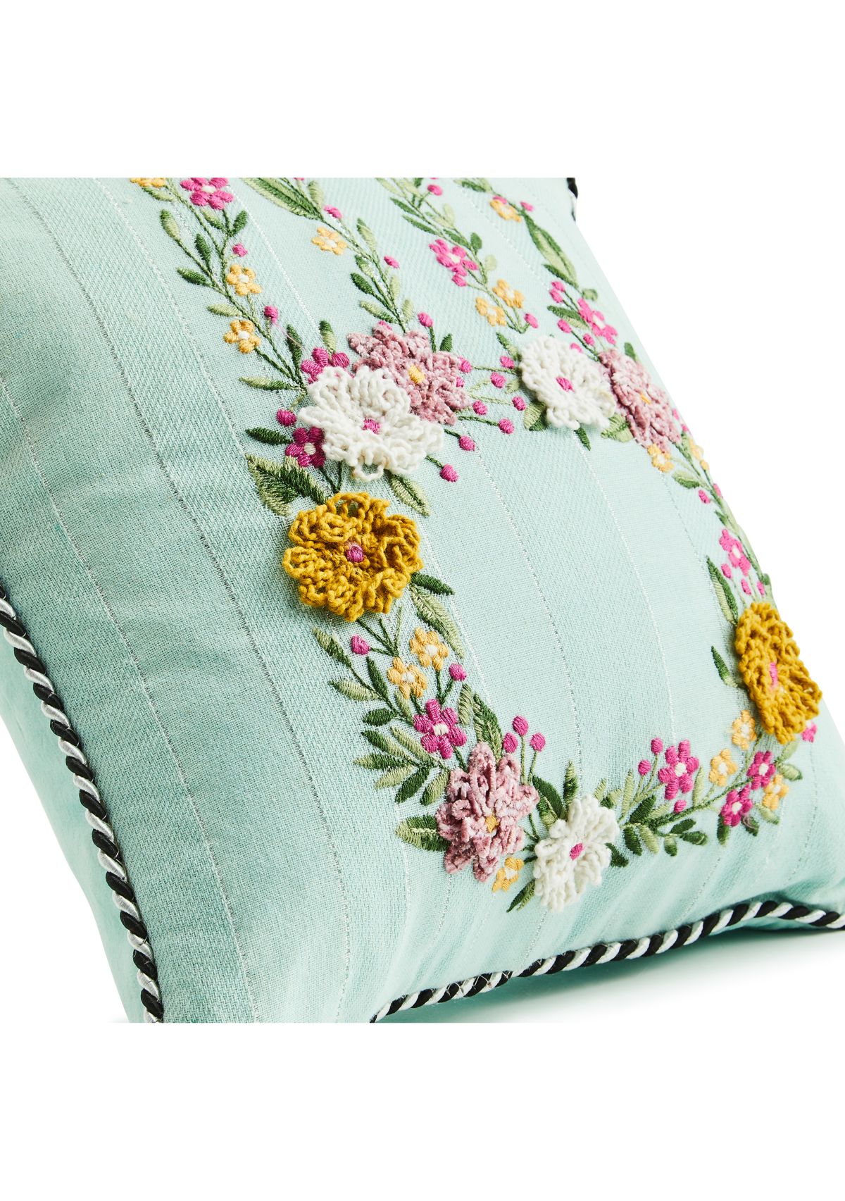 MacKenzie-Childs Floral Bunny Embroidered Throw Pillow | Belk