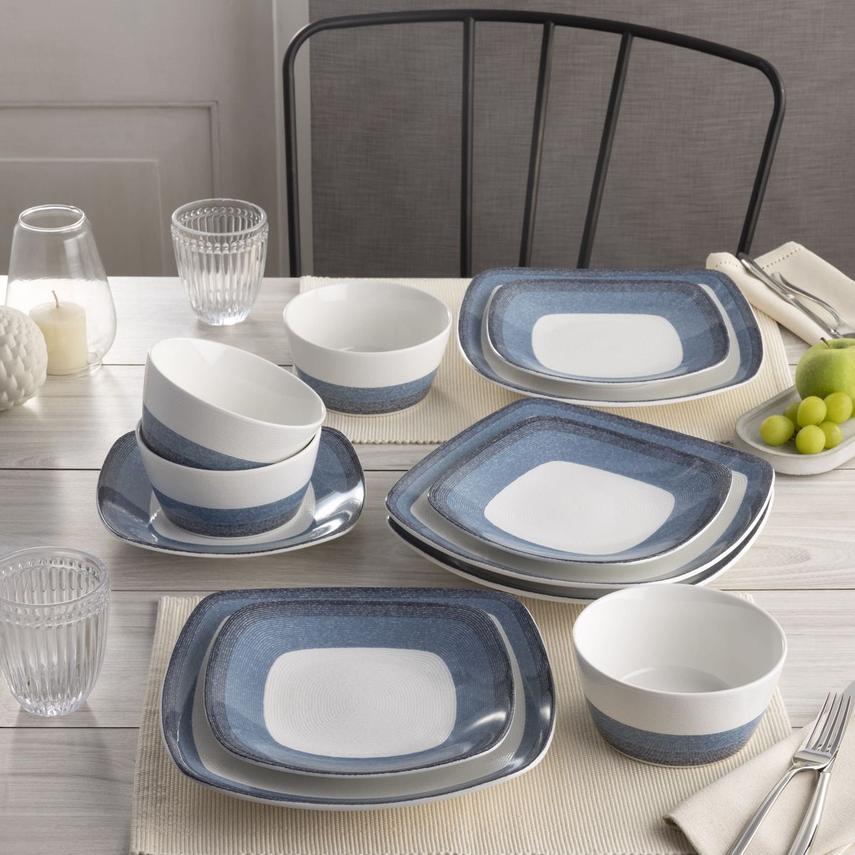 Noritake Colorscapes Layers 12-Piece Square Dinnerware Set, Service for ...