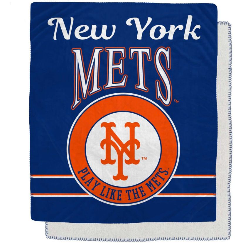 Pegasus MLB New York Mets 50" x 60" Retro Emblem Flannel Fleece Sherpa ...