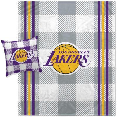Pegasus NBA Los Angeles Lakers Plaid Stripes Blanket and Pillow Combo ...