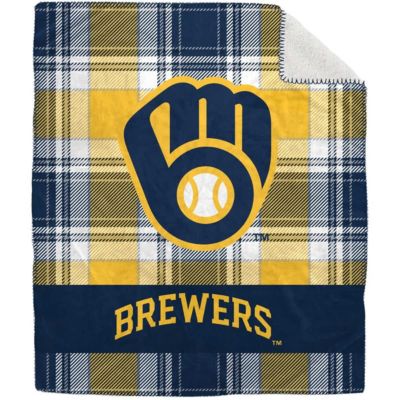 Pegasus MLB Milwaukee Brewers 50" x 60" Plaid Flannel Sherpa Plush ...
