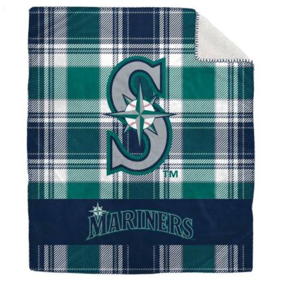 Pegasus MLB Seattle Mariners 50" x 60" Plaid Flannel Sherpa Plush ...