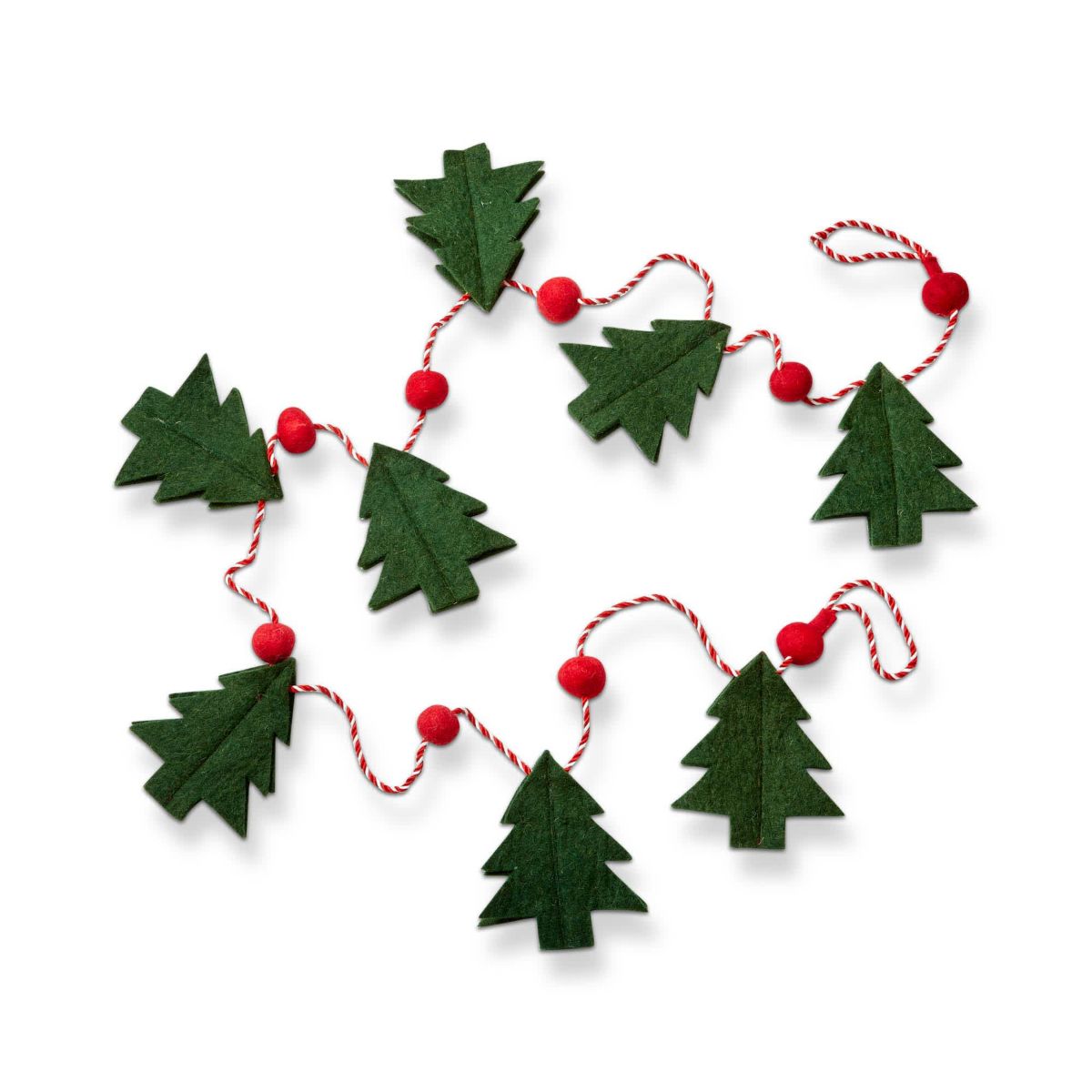 tag 72-inch Green Christmas Tree Red Bright Accent Balls Wool Felt ...