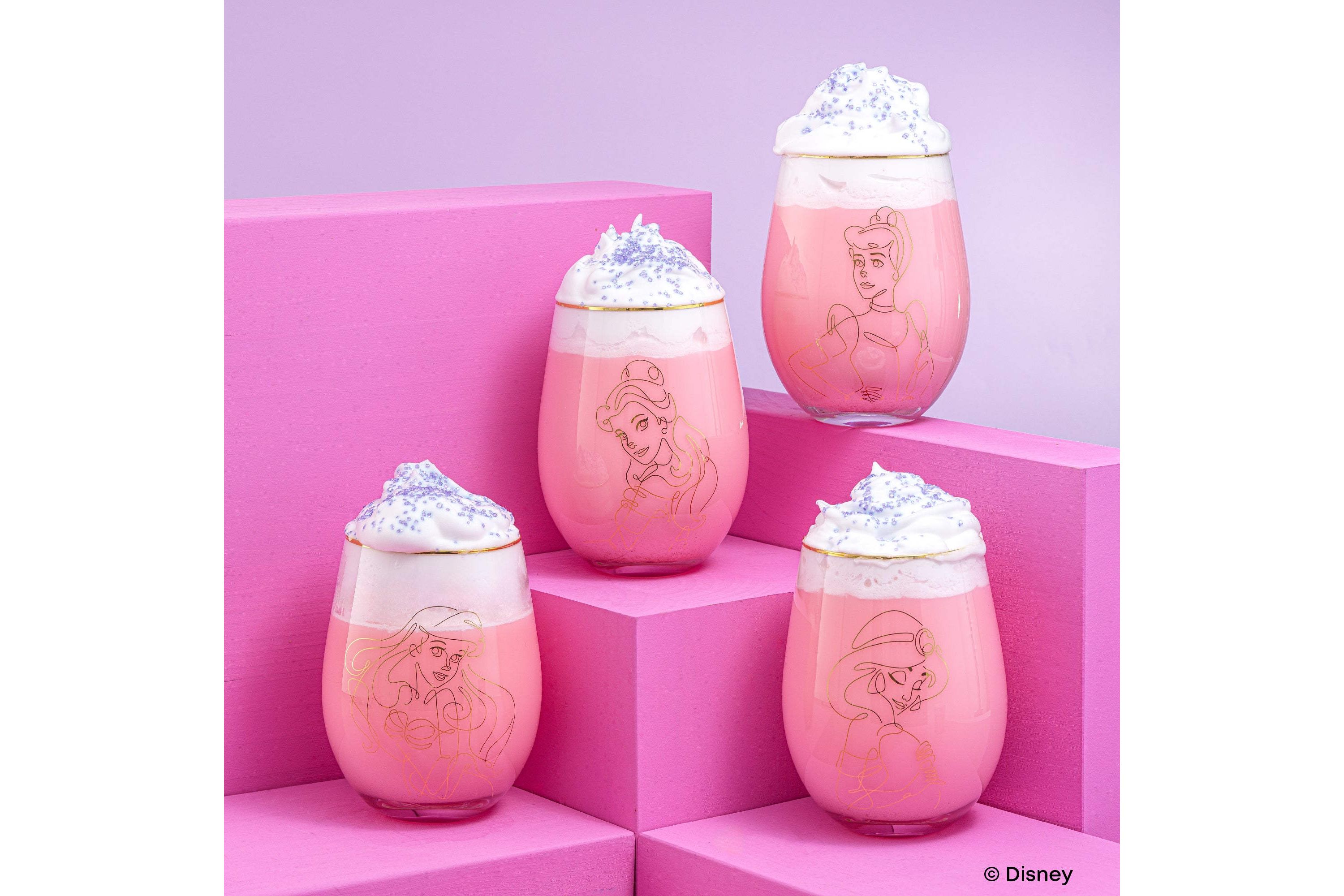 JoyJolt Disney Princess Sketch Art Stemless Glasses (set of 4 | Belk