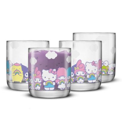 JoyJolt Hello Kitty & Friends - Rainbow Short Glasses (Set of 4) | Belk