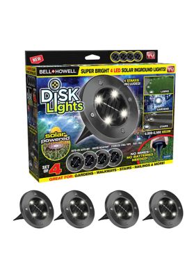 Bell + Howell Disk Lights Gunmetal Solar Powered Outdoor Integrated LED ...
