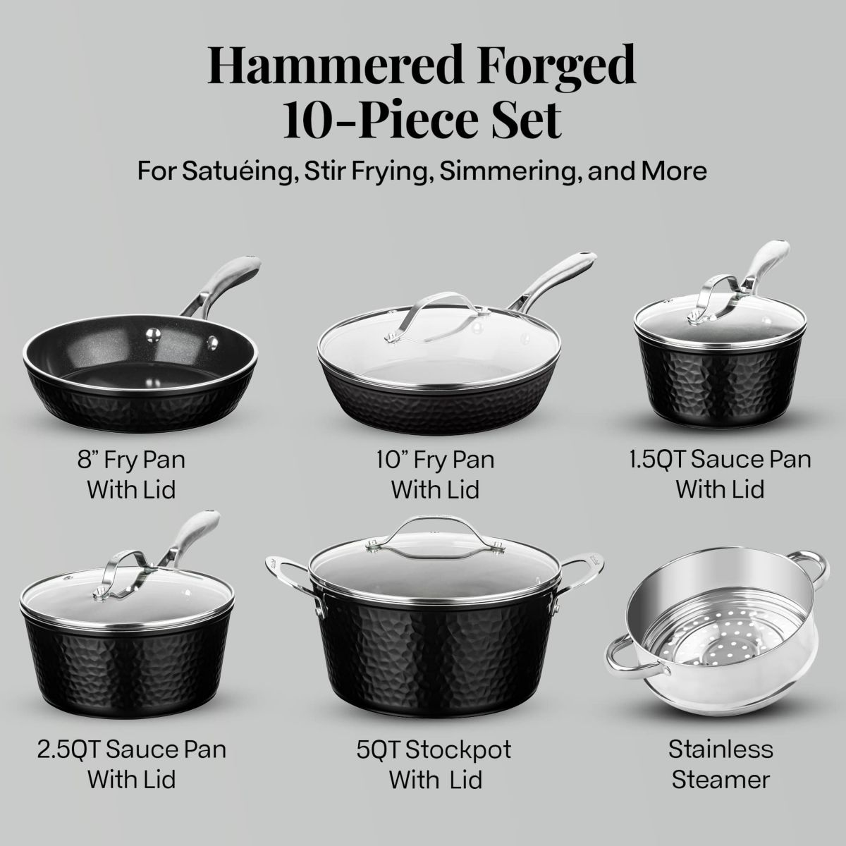 Gotham Steel Gotham Steel Hammered 10-pc. Ceramic Nonstick Cookware Set ...