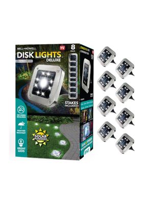 Bell + Howell Disk Lights Square Stainless Steel Solar Powered Outdoor ...