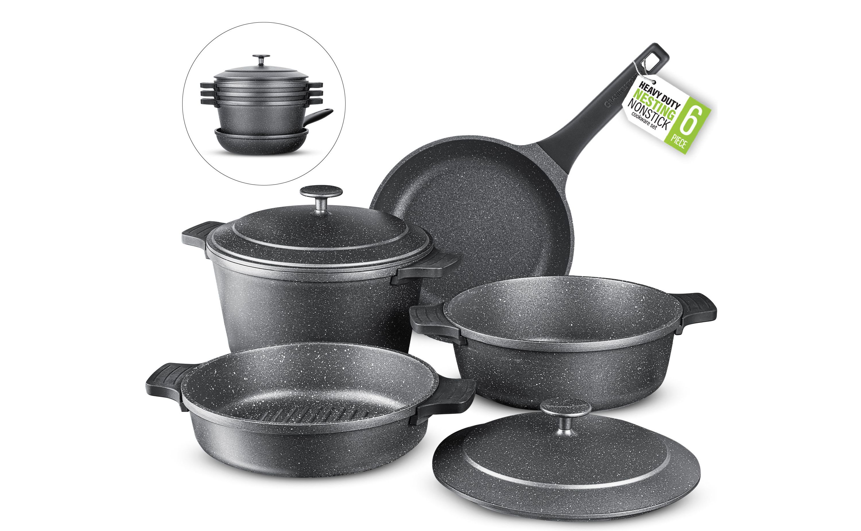 Granitestone GraniteStone 6-Piece Cast Aluminum Heavy Duty Nesting ...