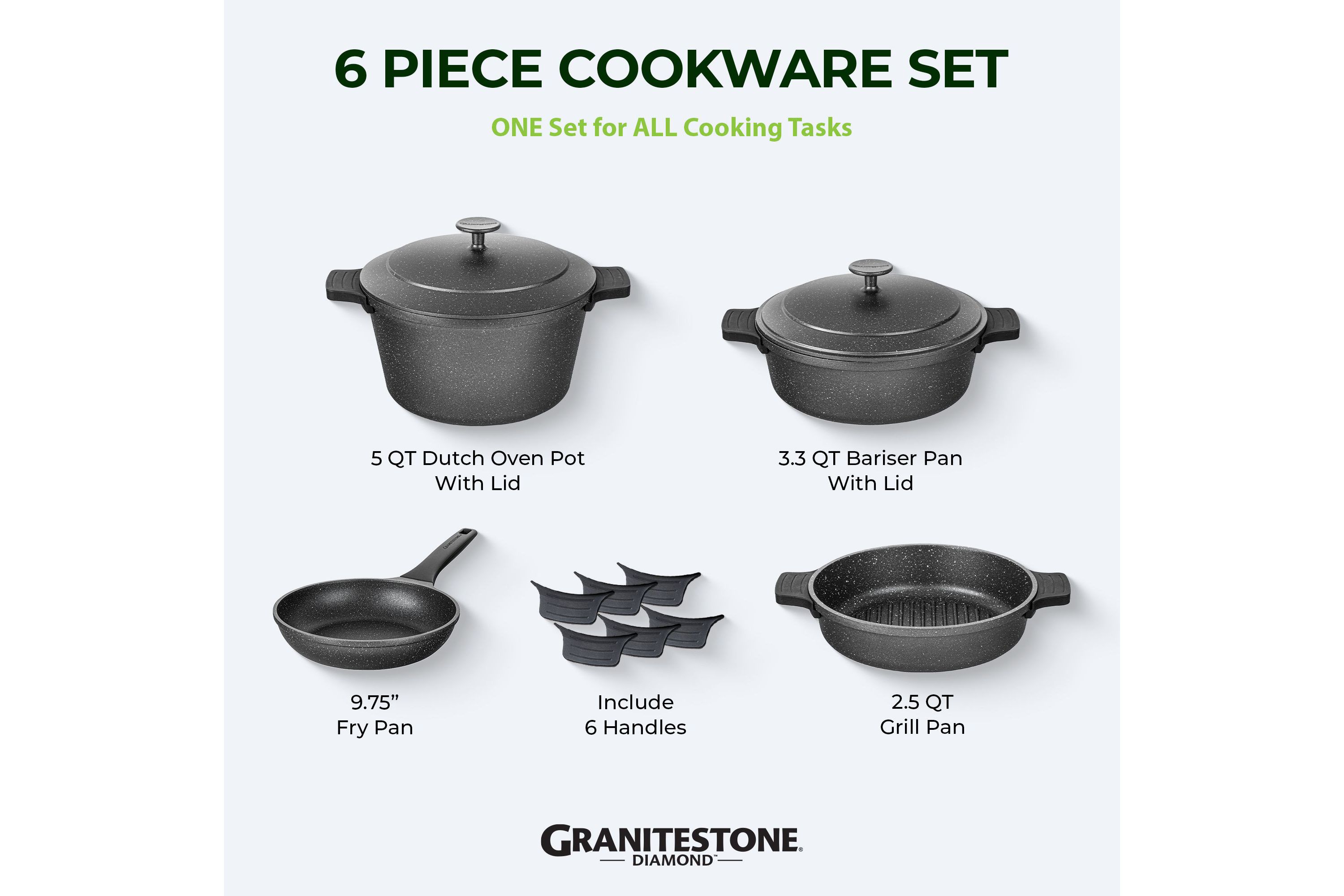 Granitestone GraniteStone 6-Piece Cast Aluminum Heavy Duty Nesting ...