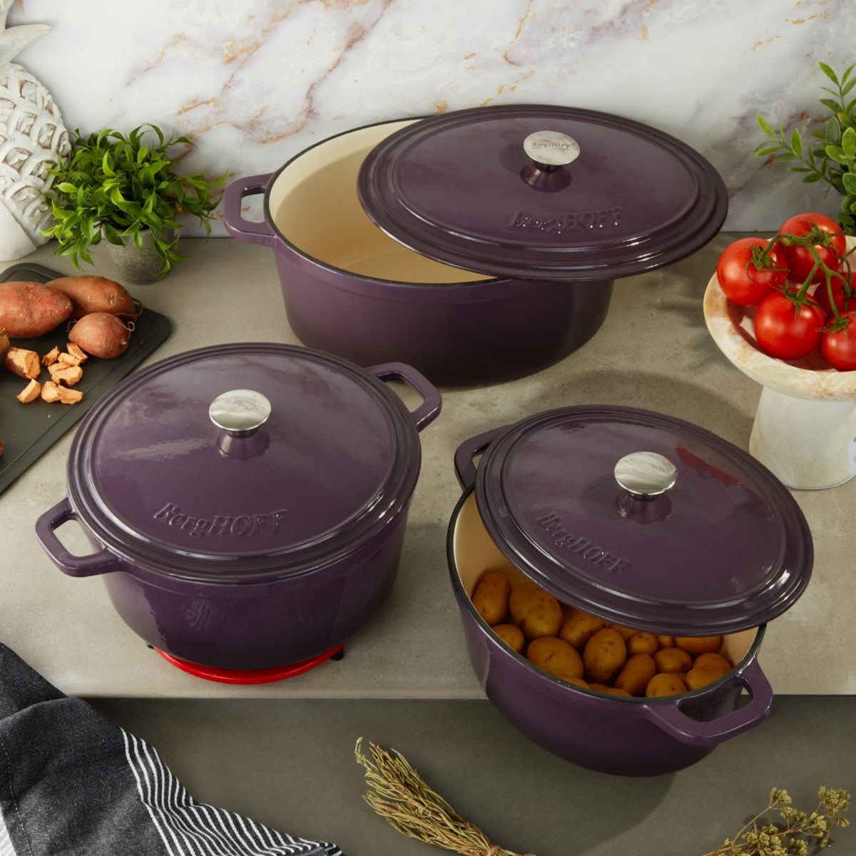 BergHOFF® BergHOFF Neo 6pc Cast Iron Dutch Oven Cookware Set with Lids ...