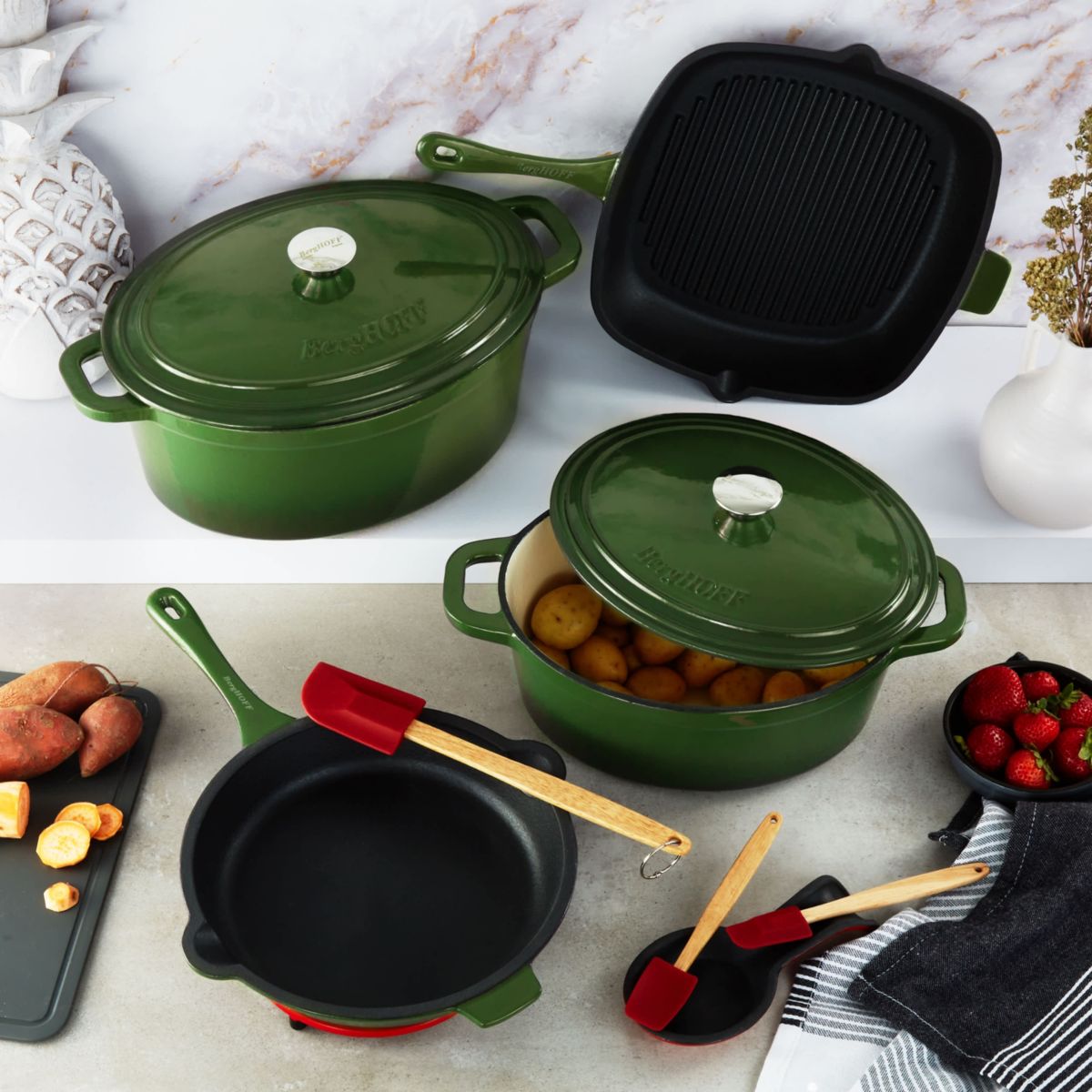 BergHOFF® BergHOFF Neo 9pc Cast Iron Cookware Set, Green | Belk