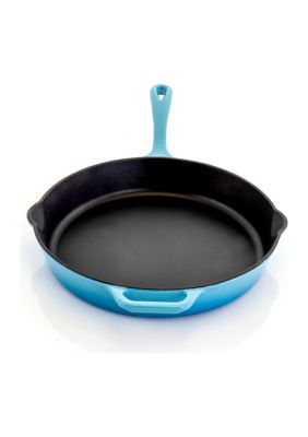 Megachef 12 Inch Round Enamel Cast Iron Skillet in Blue | belk
