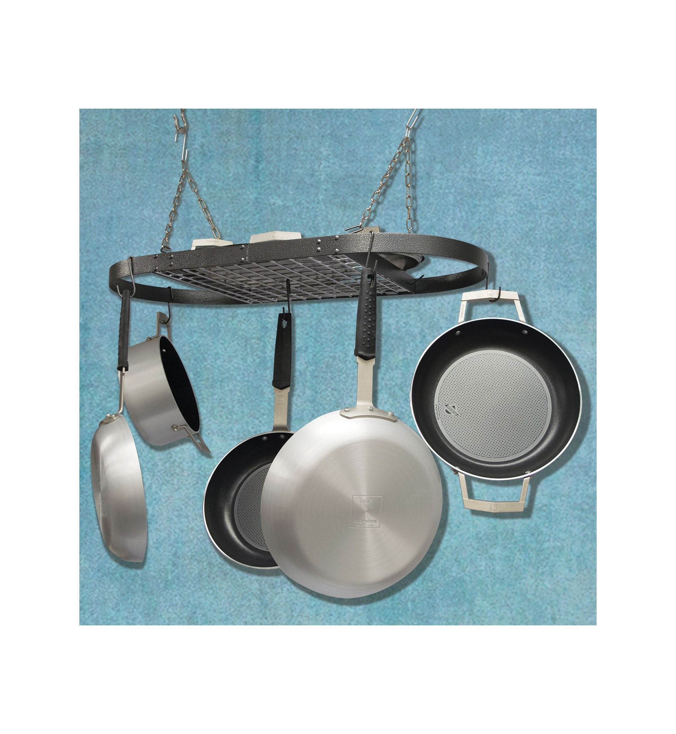 Range Kleen Hammered Gray Enameled Oval Hanging Pot Rack | Belk