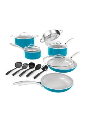 Gotham Steel 15 Piece Ocean Blue Ceramic Cookware Set | belk