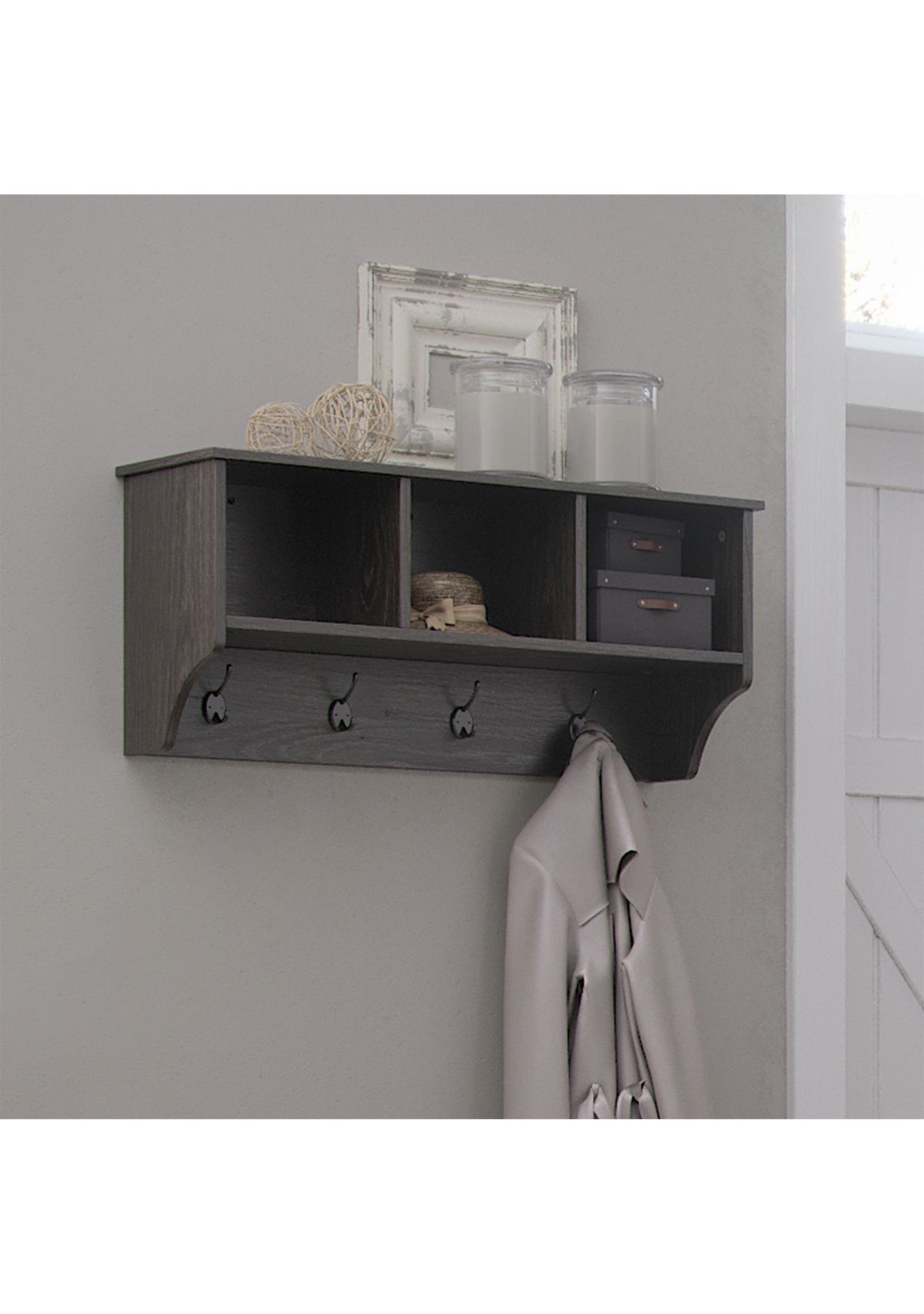 RiverRidge Home Woodbury Wall Shelf with Cubbies and Hooks | Belk