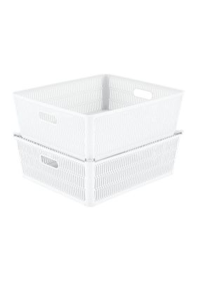 Simplify 2 Pack Slide 2 Stack It Shallow Storage Tote Baskets | belk