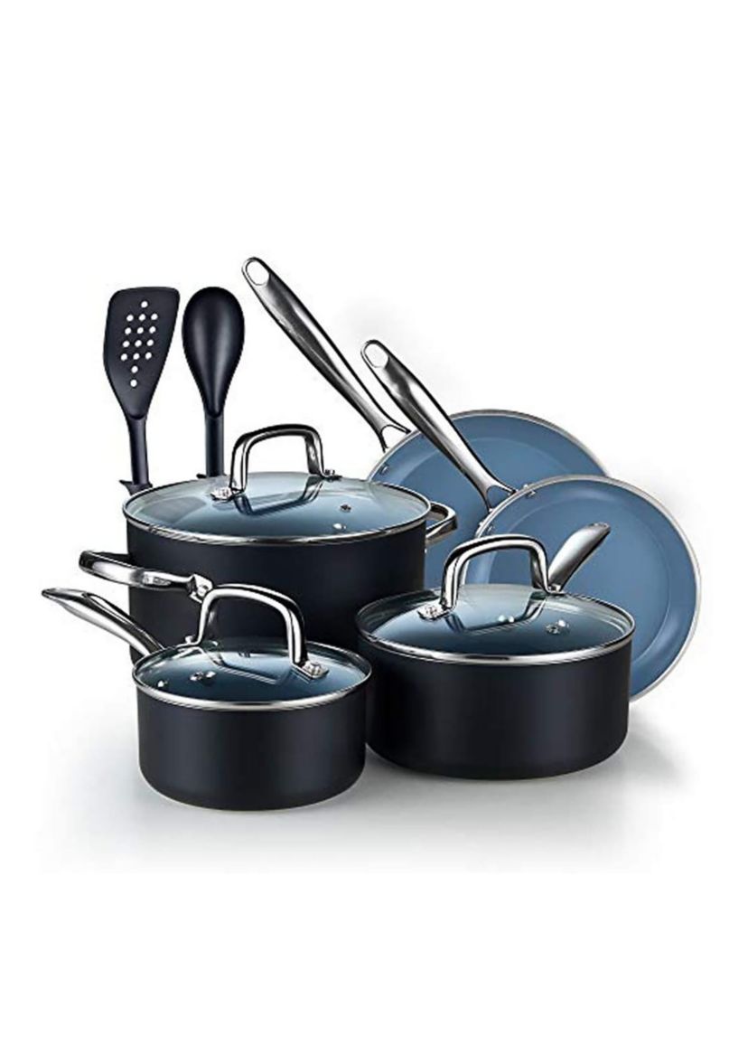 Cook N Home 10-Piece Ceramic Coating Set Nonstick Cookware,Grey | Belk