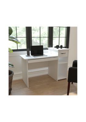 Belnick Highland Park White Computer Desk with Shelves and Drawer | belk
