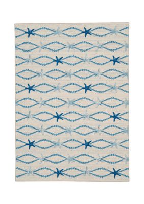 Linon Furniture Layne Collection Ivory & Blue Washable Rug | belk
