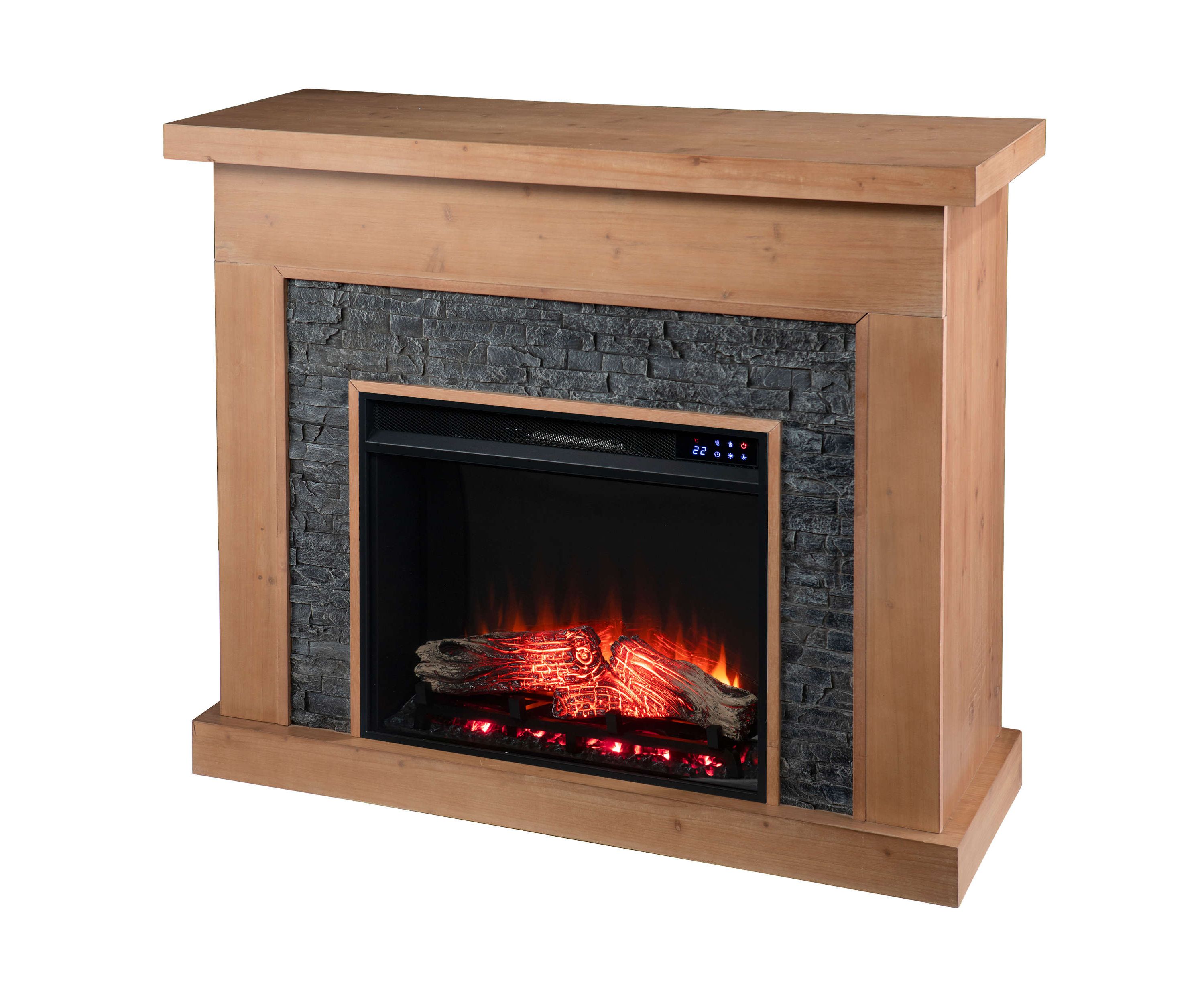 SEI Furniture Standlon Touch Screen Electric Fireplace w/ Faux Stone ...