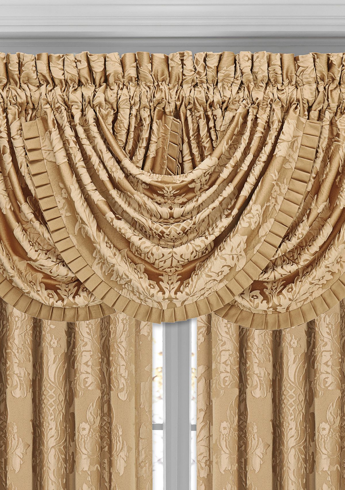 Five Queens Court Colonial Gold Window Waterfall Valance | Belk