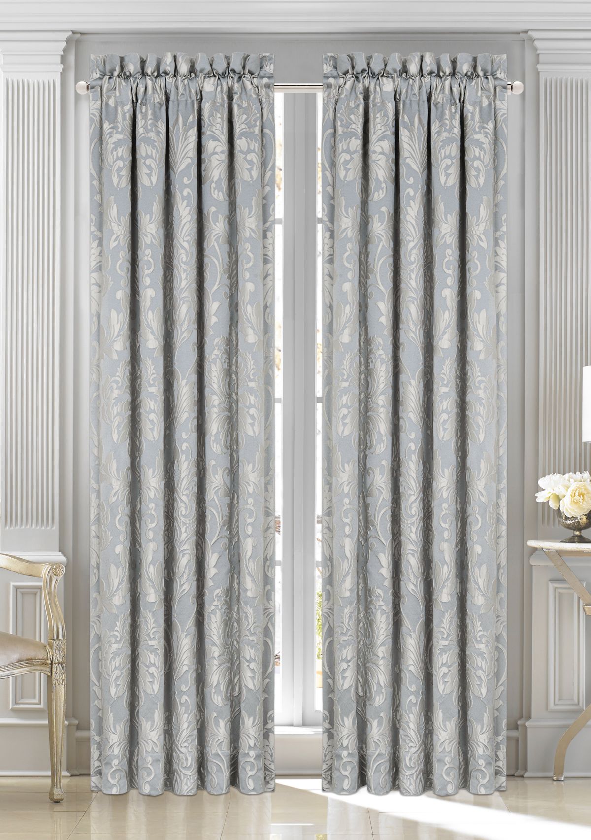 Five Queens Court Faith French Blue 84 Inch Window Panel Pair | Belk