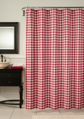 m.style Classic Check Barn Red Shower Curtain | belk