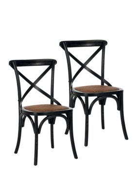 Safavieh Set of 2 Franklin X Back Hickory Side Chairs | Belk