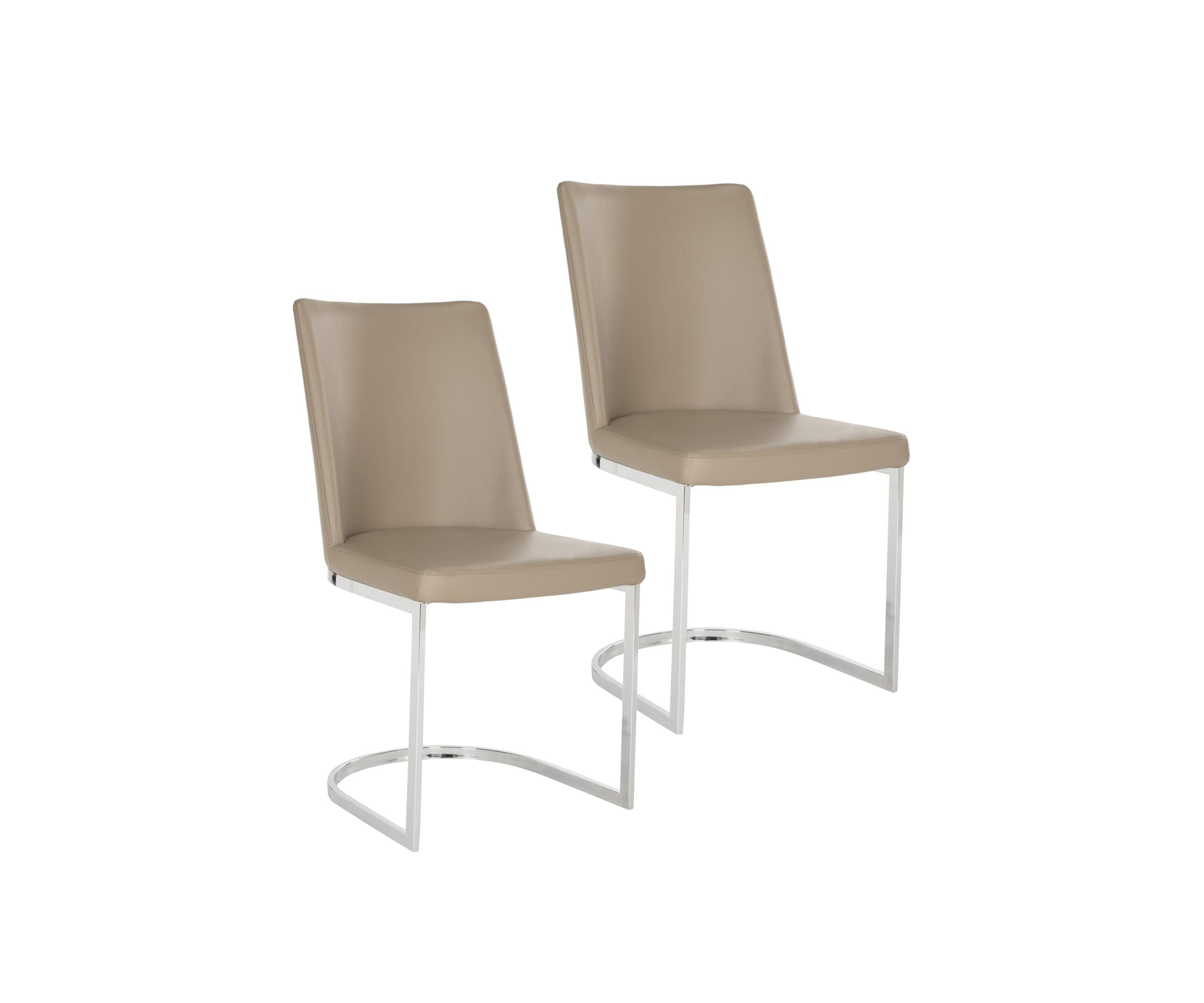 Safavieh Set of 2 Parkston Taupe Polyurethane Leather Side Chairs | Belk