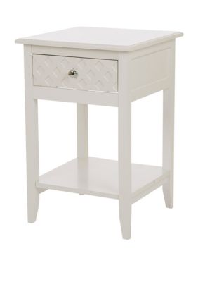 Glitzhome Square-Frame White Wooden End Table With Drawer | belk