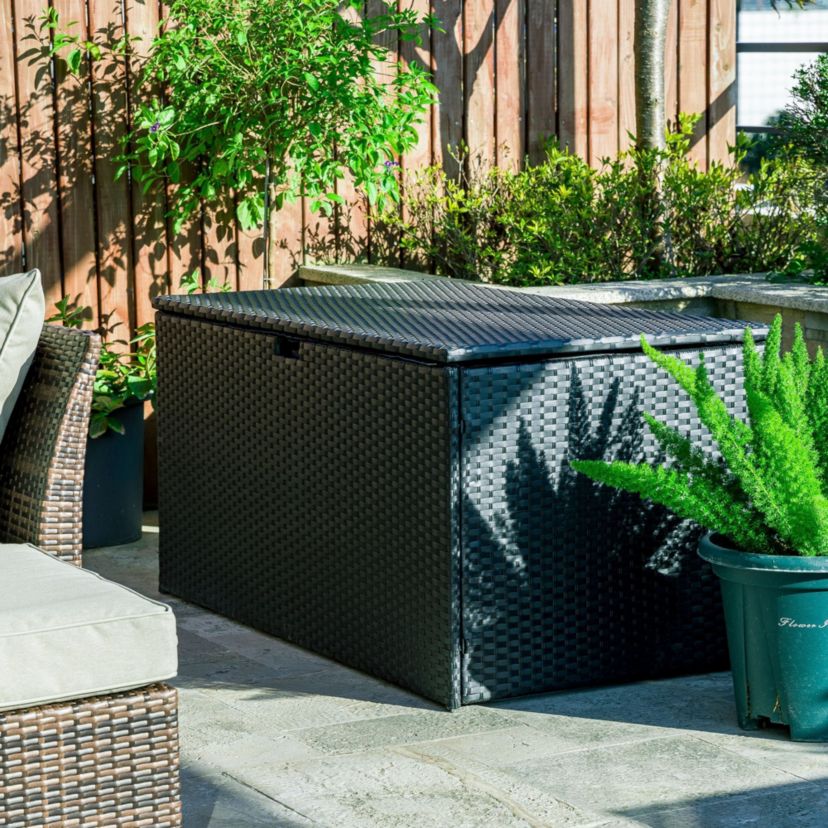 Glitzhome Outdoor Patio Oversized All-Weather Wicker Storage Trunk | Belk