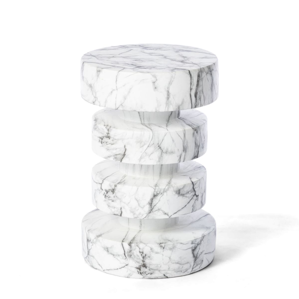 Glitzhome Modern MGO Faux Marble Floating Disks Side Table or Accent ...