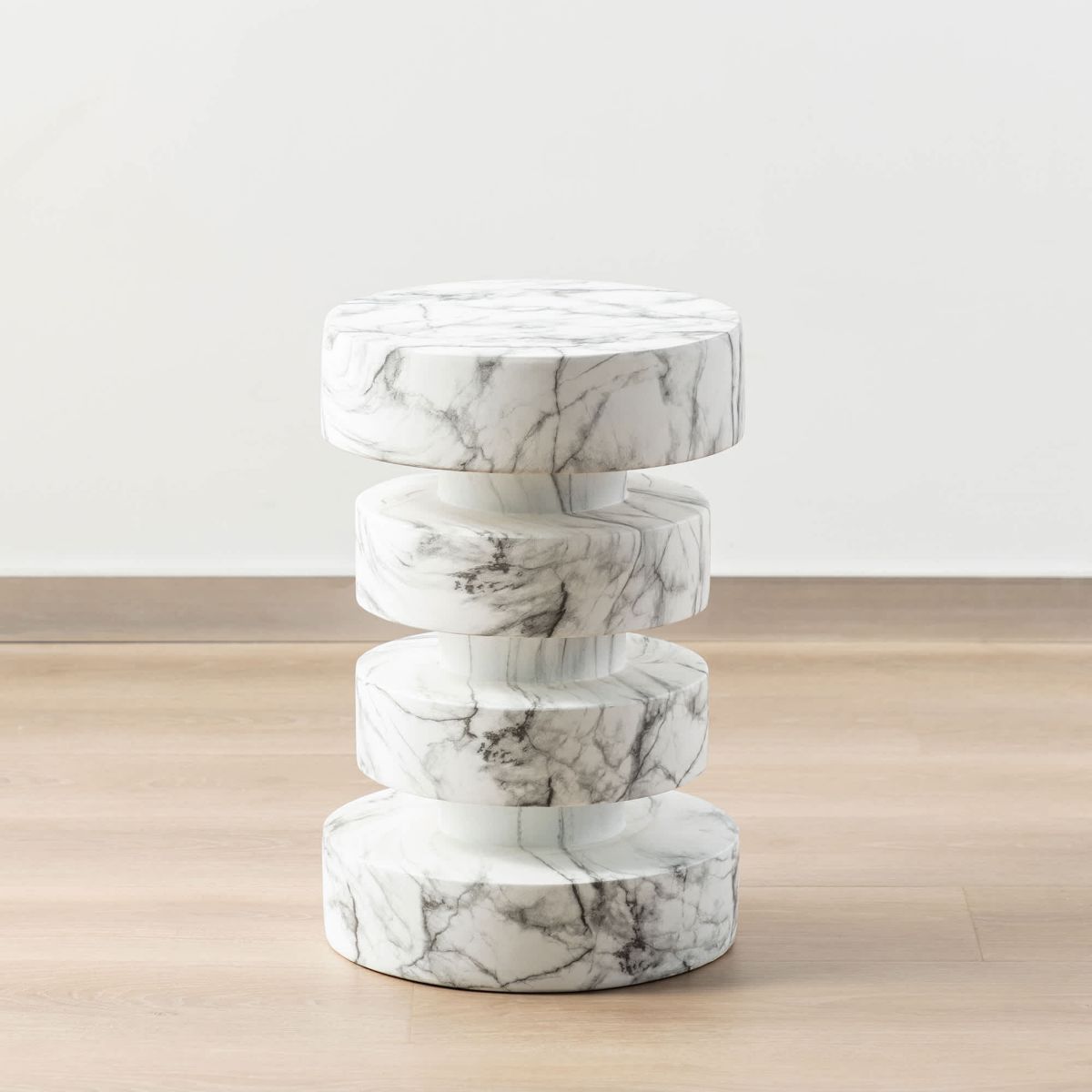Glitzhome Modern MGO Faux Marble Floating Disks Side Table or Accent ...