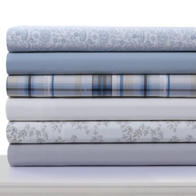 Tribeca Living Solid or Printed 300 Thread Count Cotton Percale Extra ...