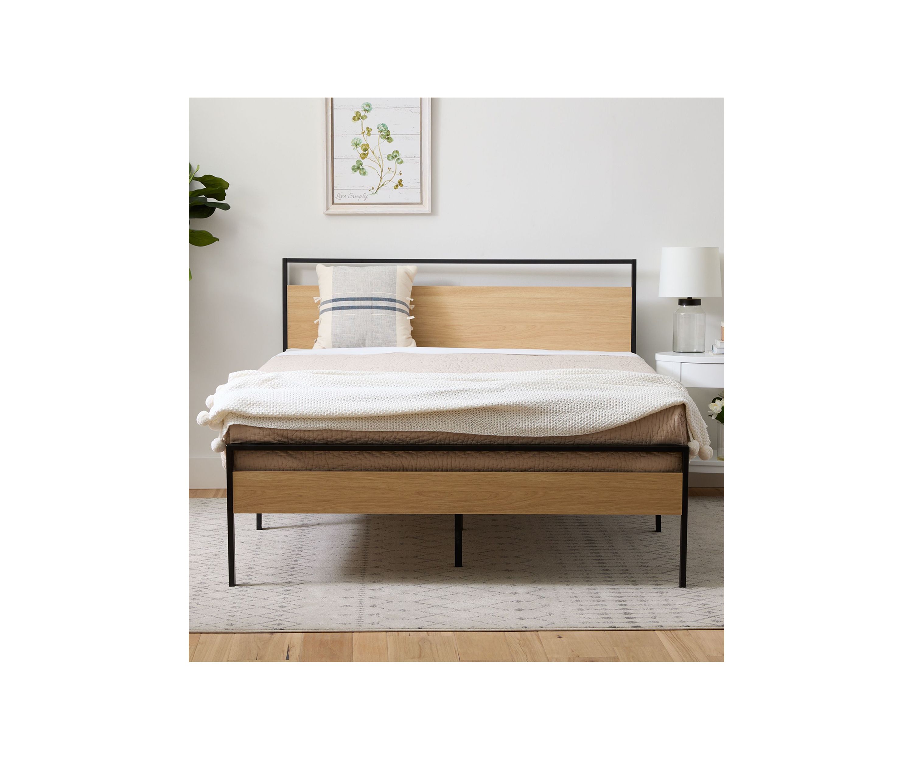 LUCID Dream Collection Open Frame Metal and Wood Bed | Belk