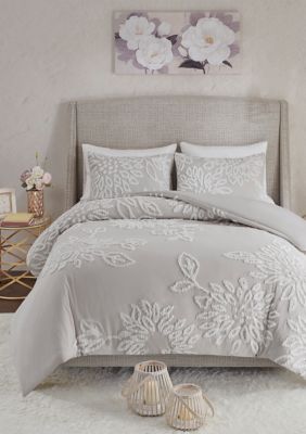 Madison Park Veronica 3 Piece Tufted Cotton Chenille Floral Comforter ...
