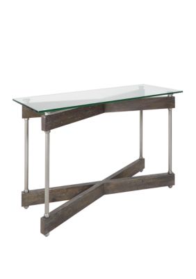 Silverwood Garth Glass and Wood X Frame Console Table | belk