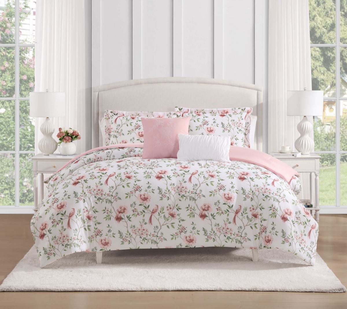 CEDAR COURT Mayfair Classic Cottage Floral Pink Sage Soft Brushed ...