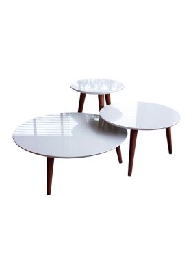 Manhattan Comfort 3-Piece Moore End Tables in White Gloss | belk