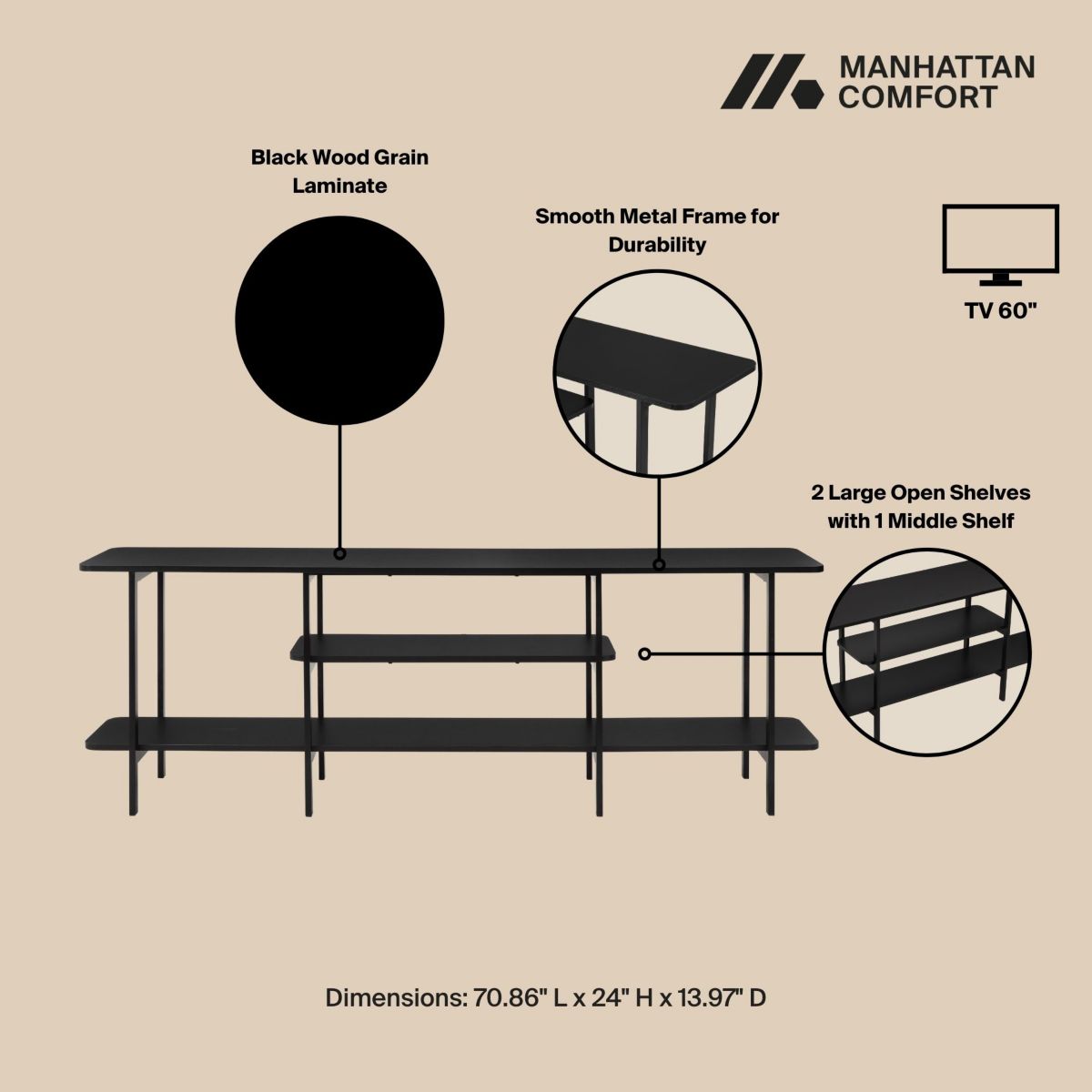 Manhattan Comfort Celine Side Table / Console | Belk