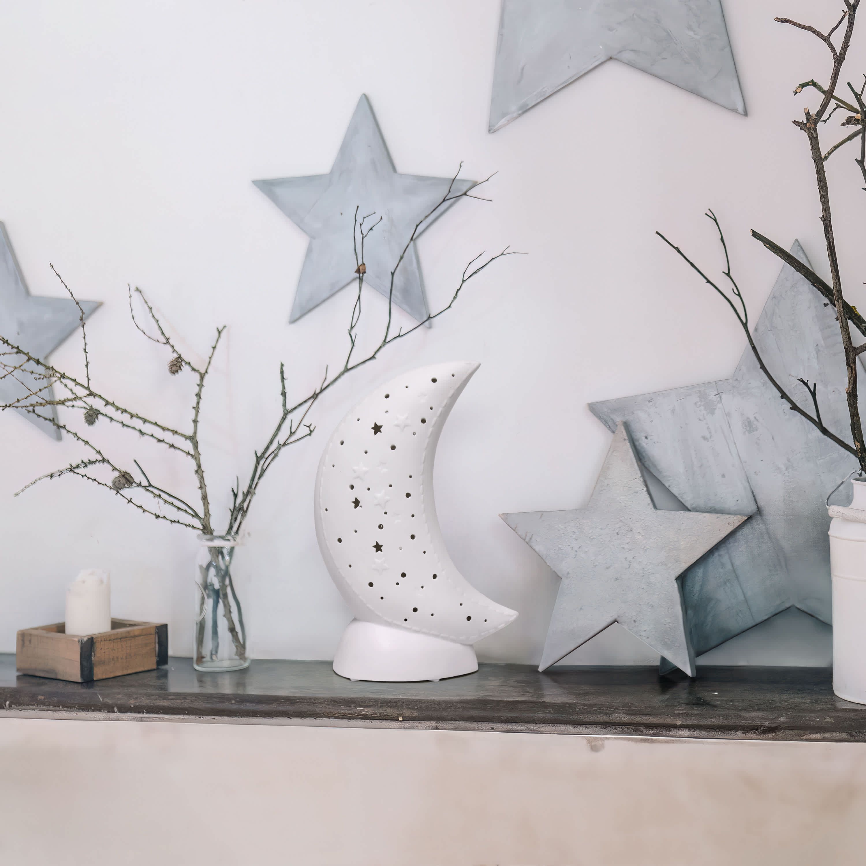 Creekwood Home 10.15" Glowing Ceramic Crescent Moon Light, for Home ...