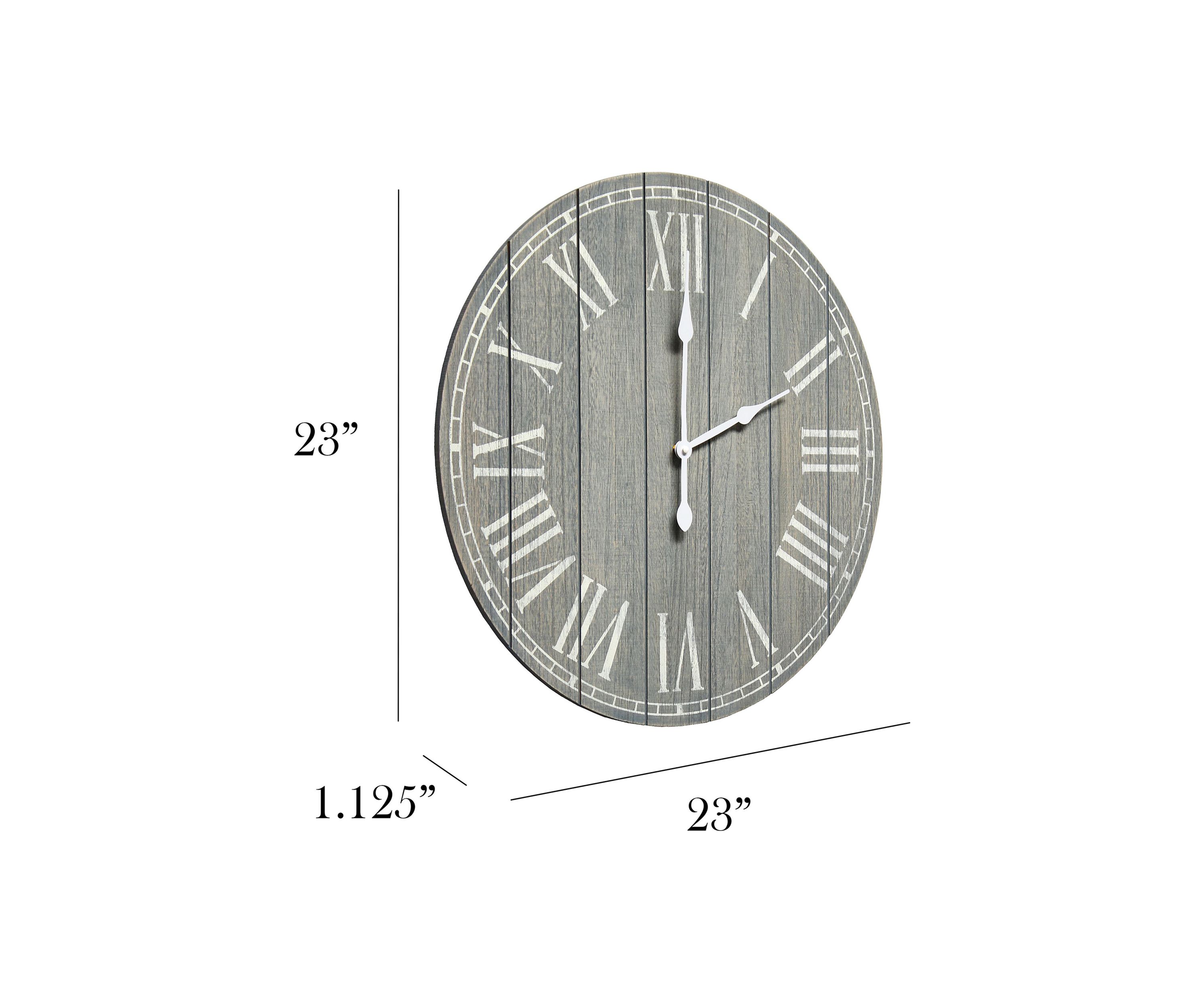 Elegant Designs Wood Plank 23" Large Rustic Coastal Wall Clock, Light ...